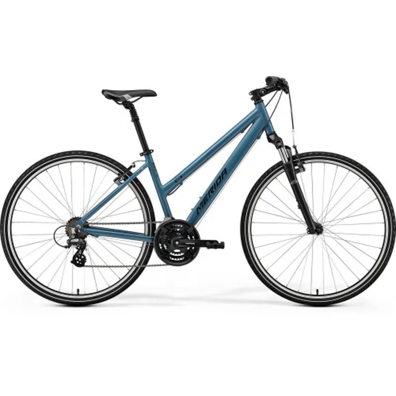 Merida Crossway 10-V Women's Hybrid Bike in Blue and Black 2025