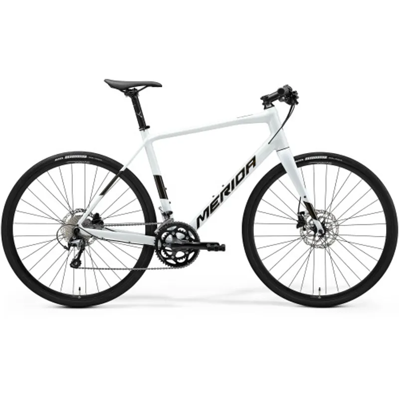 Merida Speeder 300 Hybrid Bike in White and Gold 2025